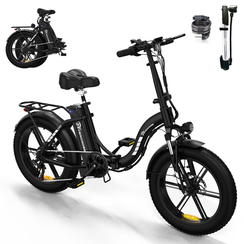 EVERCROSS EK6 Foldable Electric Mountain Bike – 20" Fat Tire – ca ...